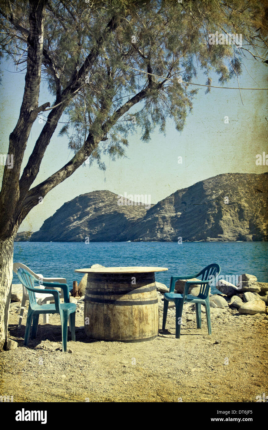 Greek specific - Vintage photo of dining table and chairs set Stock ...