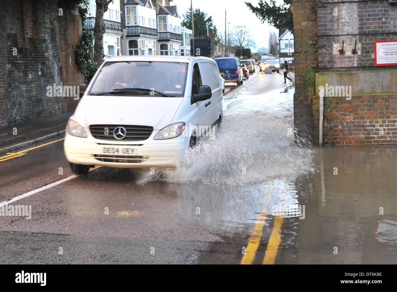 Staines, Surrey, UK. 10th February 2014. The River Thames is swollen ...