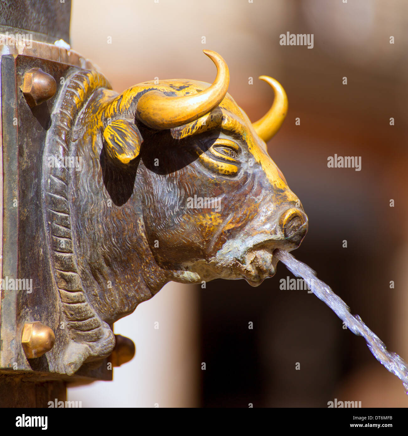 Aragon Teruel El Torico fountain in Plaza Carlos Castel square at Spain ...