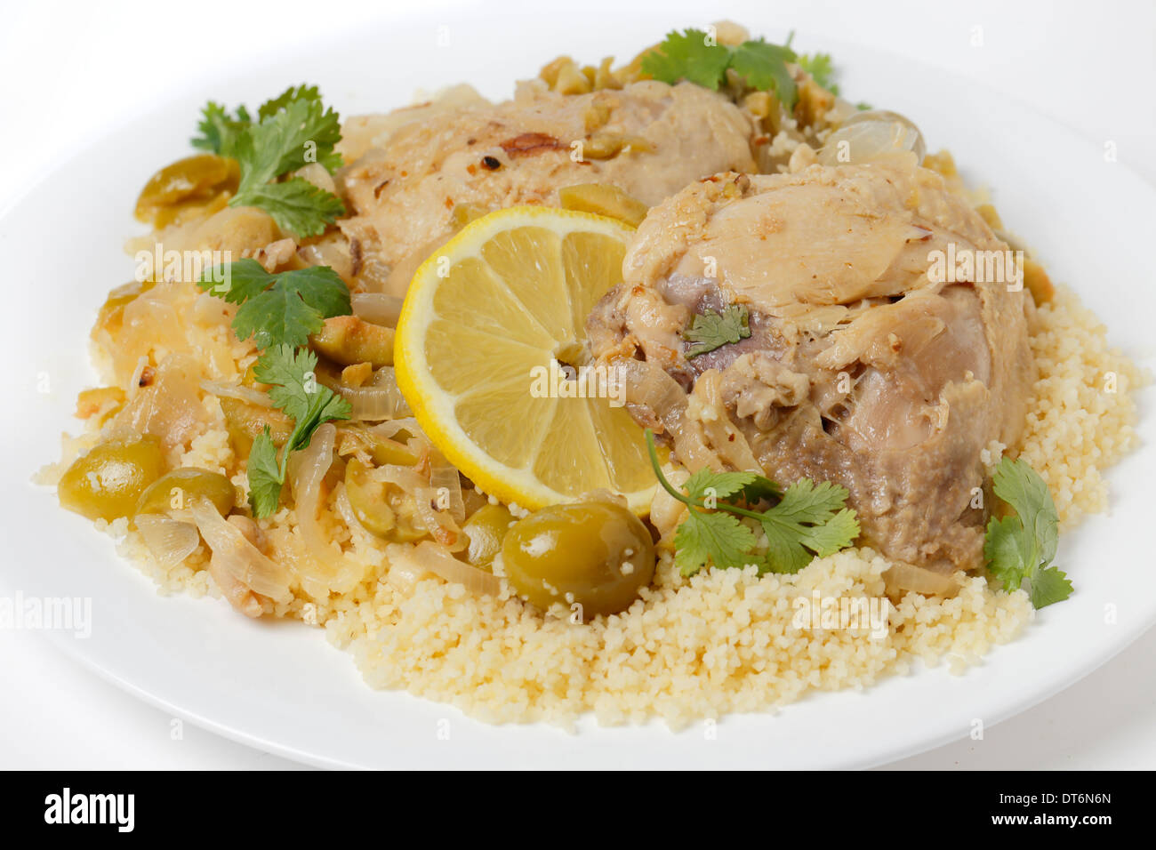 North African chicken thighs with couscous Stock Photo - Alamy