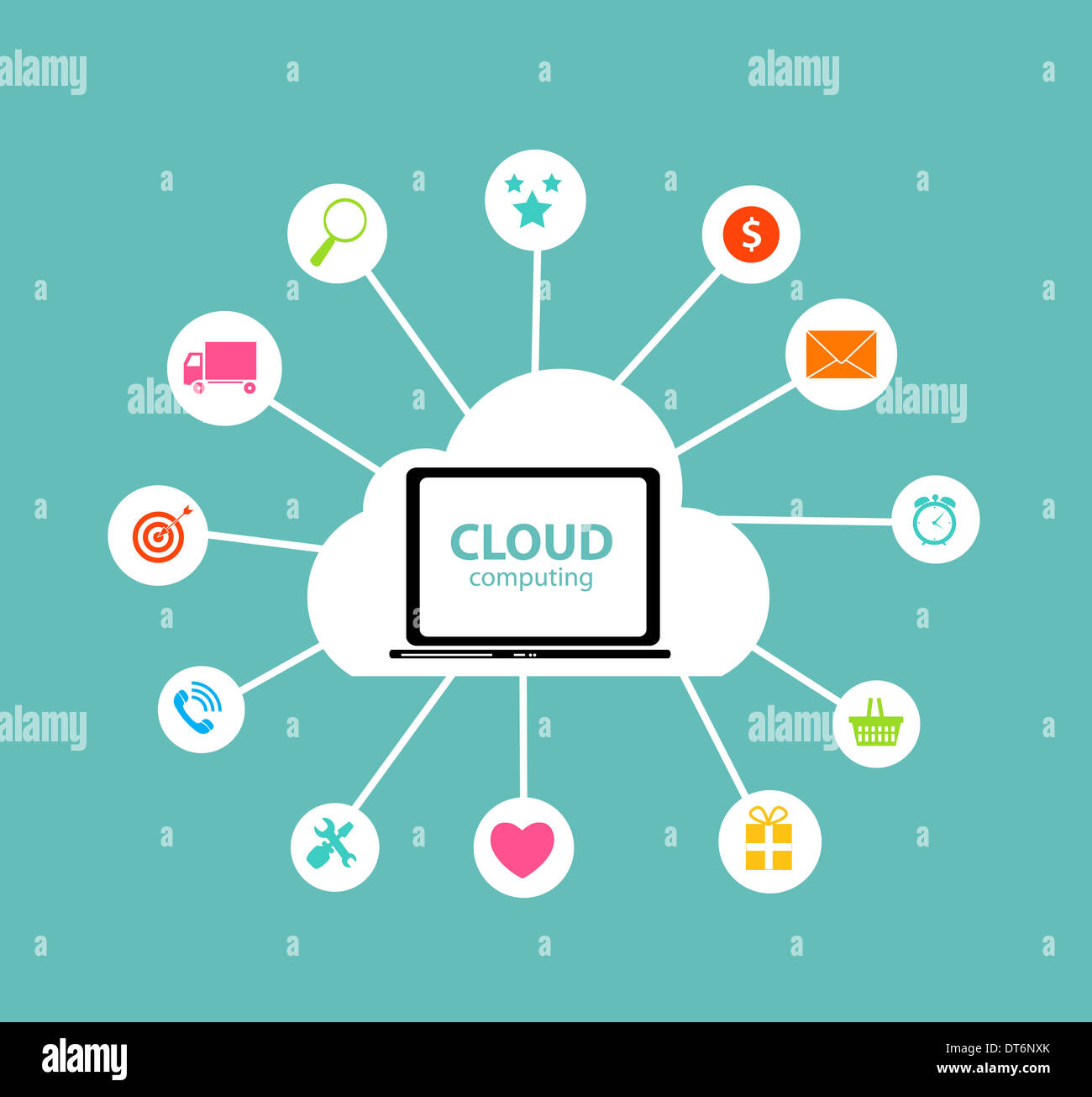 Cloud Computing Concept on Different Electronic Devices. Vector ...