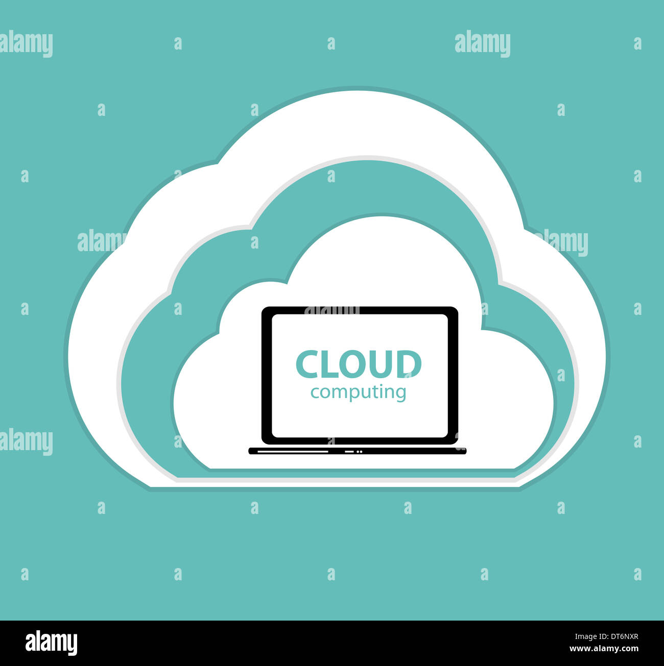 Cloud Computing Concept on Different Electronic Devices. Vector ...