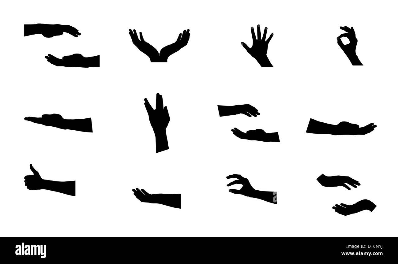 Black Set of Hand. Vector Illustration Stock Photo - Alamy