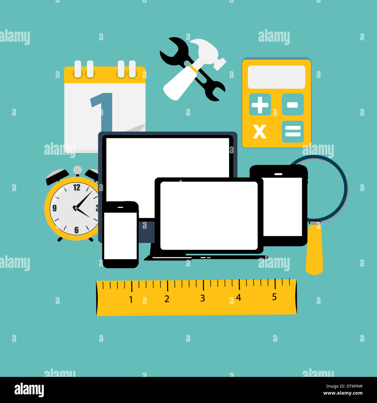 Modern Flat Icon Set for Web and Mobile Application in Stylish Colors ...