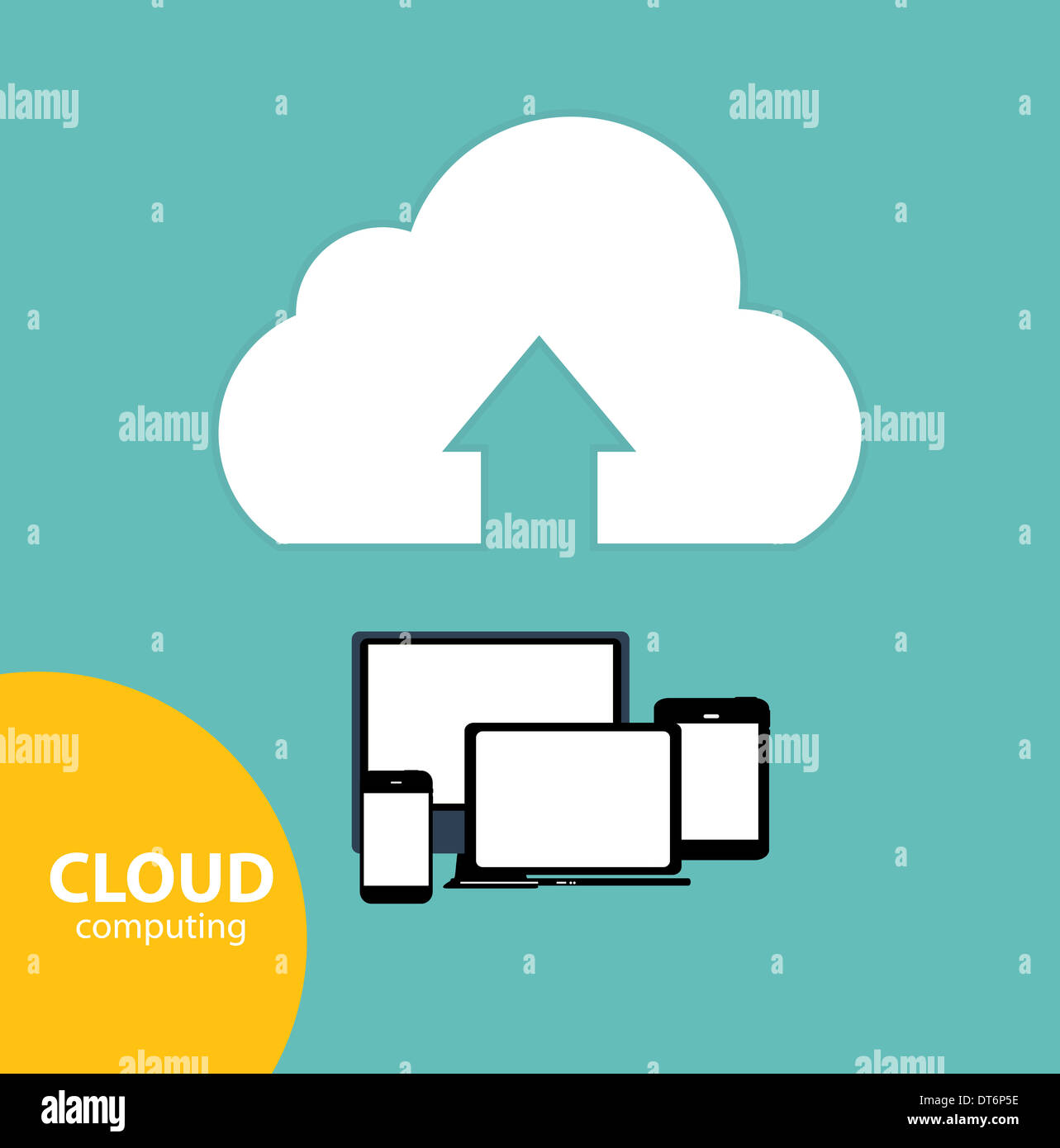 Cloud Computing Concept on Different Electronic Devices. Vector ...