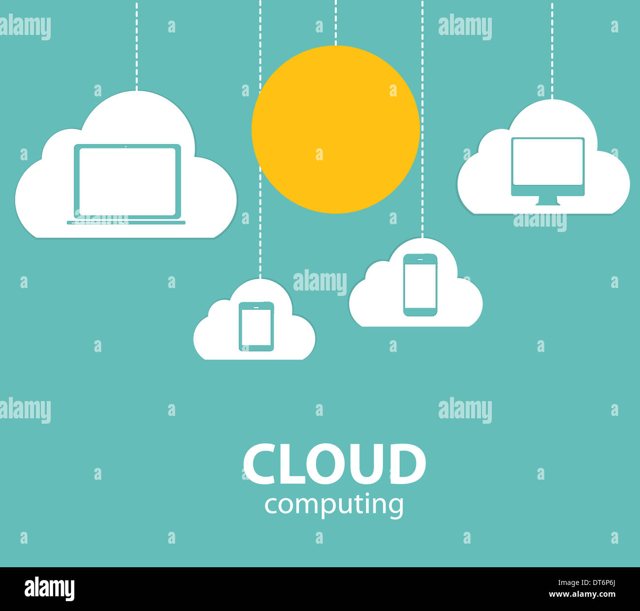Cloud Computing Concept on Different Electronic Devices. Vector ...