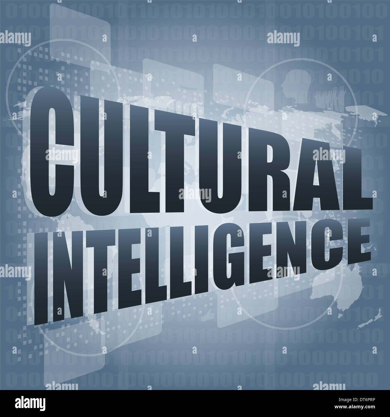 cultural intelligence words on digital screen with world map Stock ...