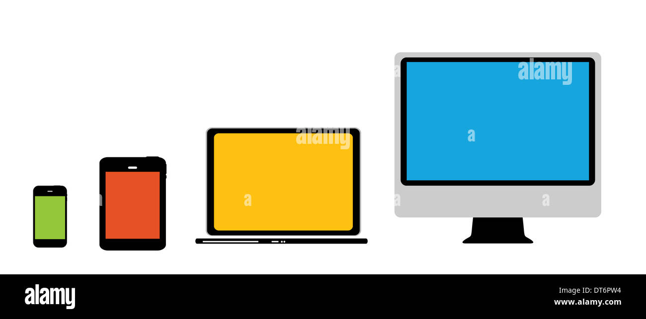Computing Concept on Different Electronic Devices. Vector Illustration ...