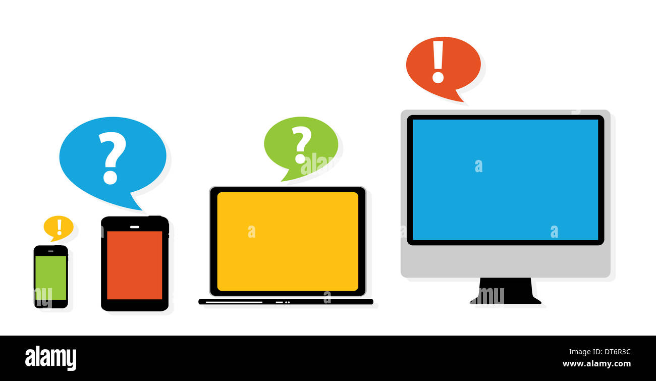 Computing Concept on Different Electronic Devices. Vector Illustration ...