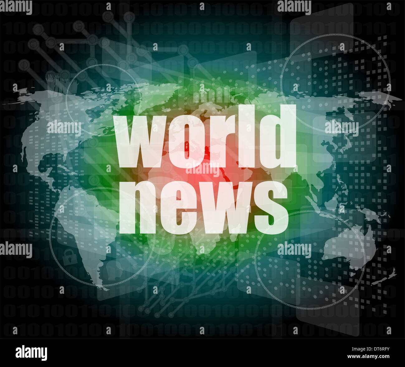 News and press concept: words world news on digital screen Stock Photo ...