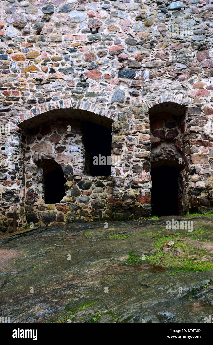 stone wall of a medieval castle, vertical Stock Photo - Alamy