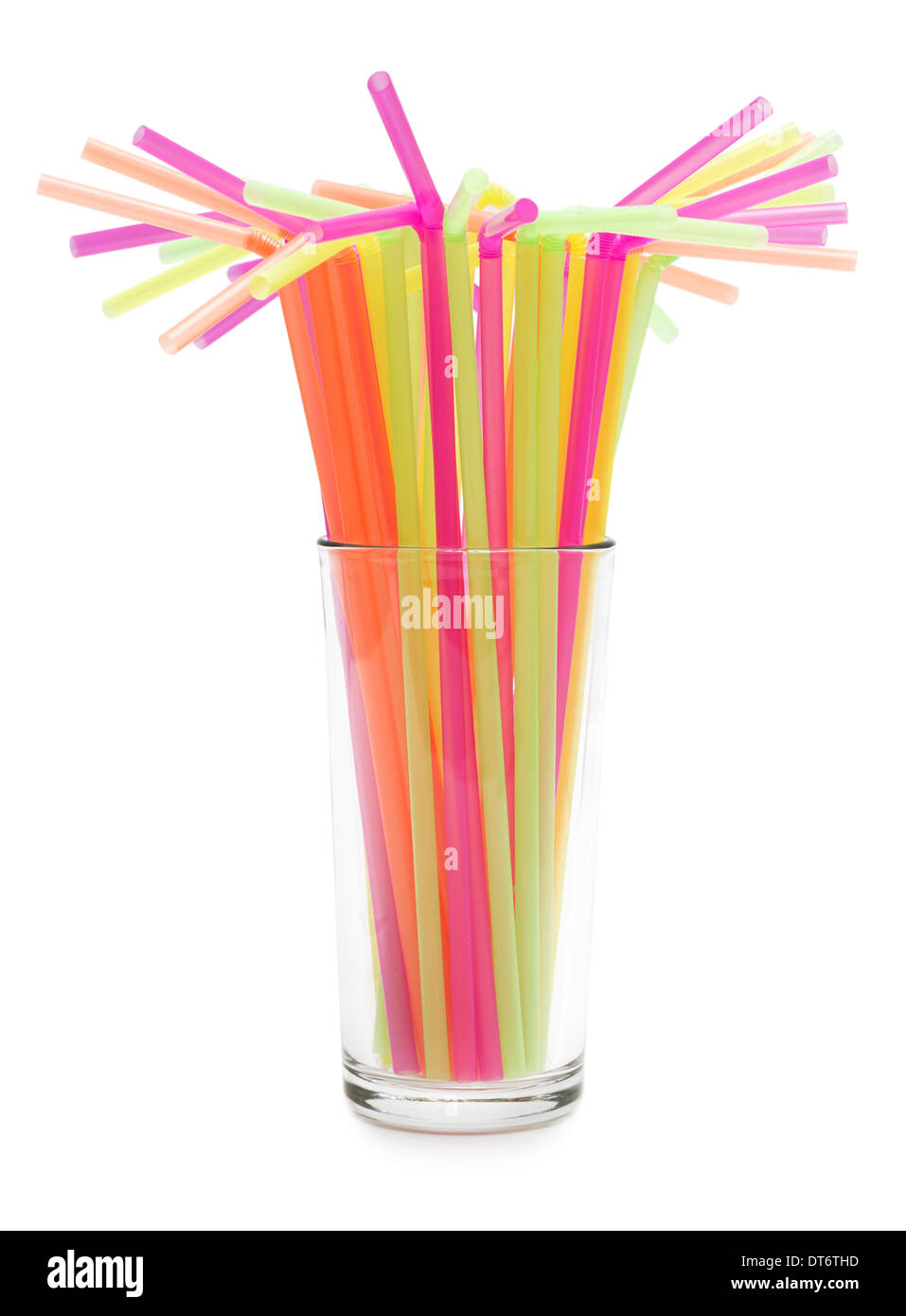 Colorful drinking straws in glass isolated on white background Stock ...