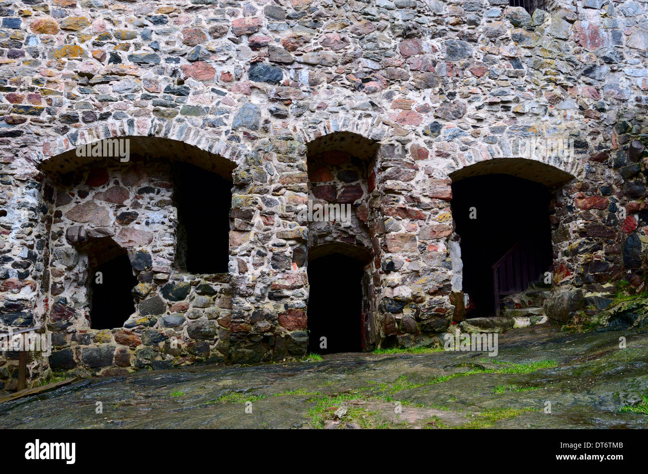 stone wall of a medieval castle, horizontal Stock Photo - Alamy