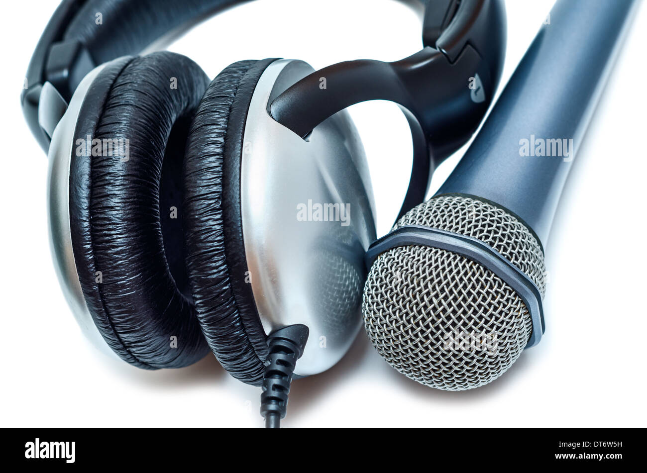Mic and headphones close-up isolated on white background Stock Photo ...