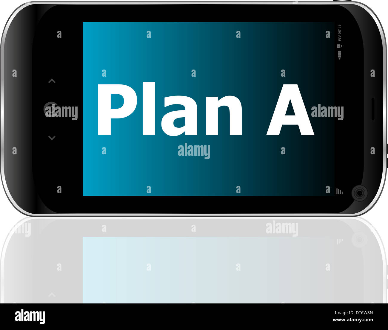 plan a word on smart mobile phone with blue screen Stock Photo - Alamy