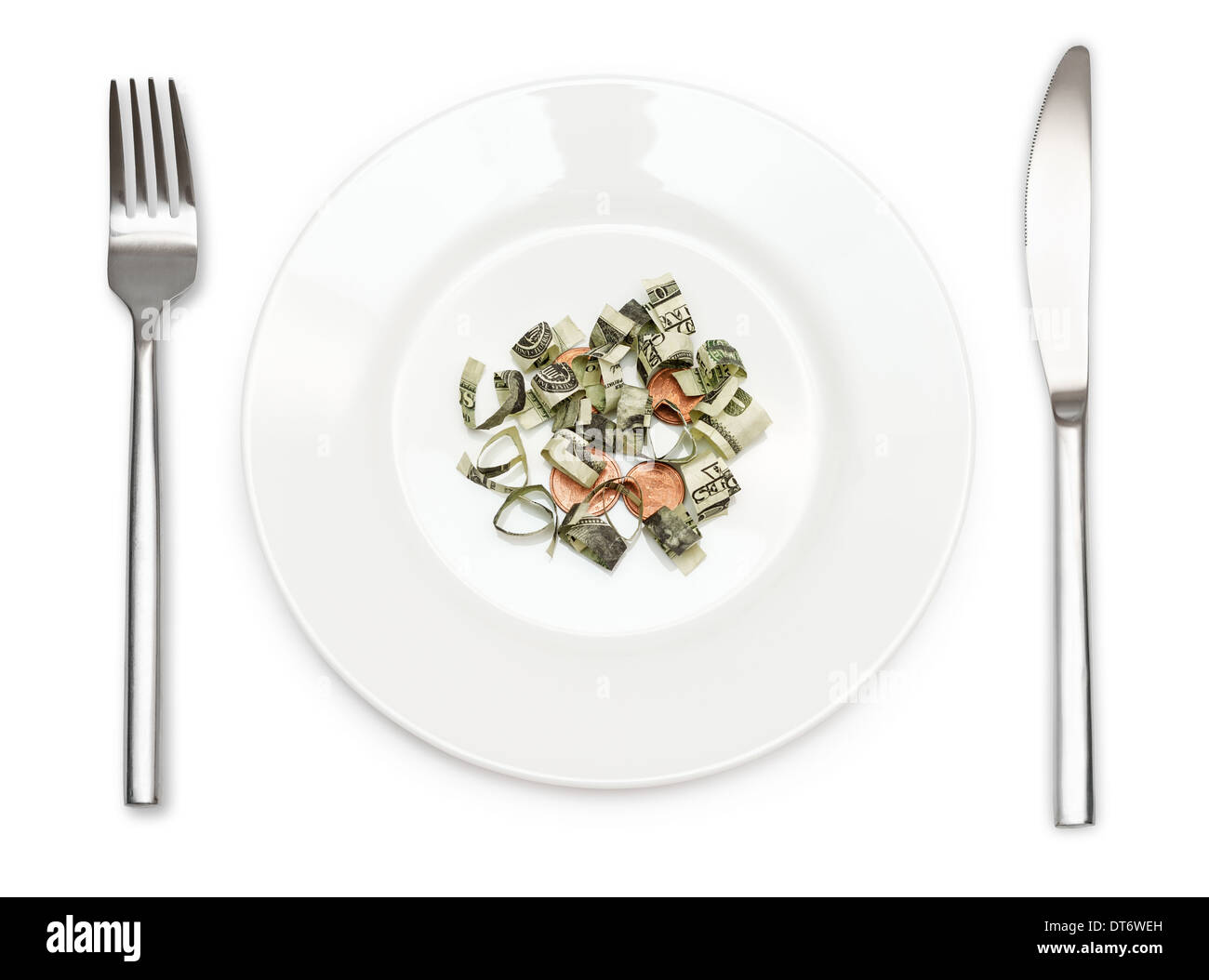 Knife cutting dollars hi-res stock photography and images - Alamy