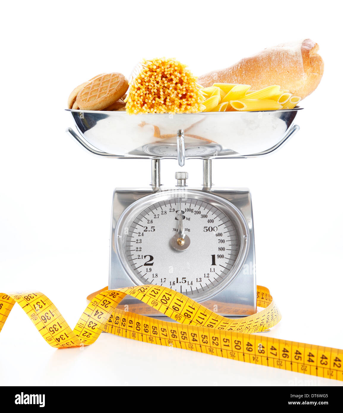 Fruits and vegetables on a balance isolated on a white background Stock ...