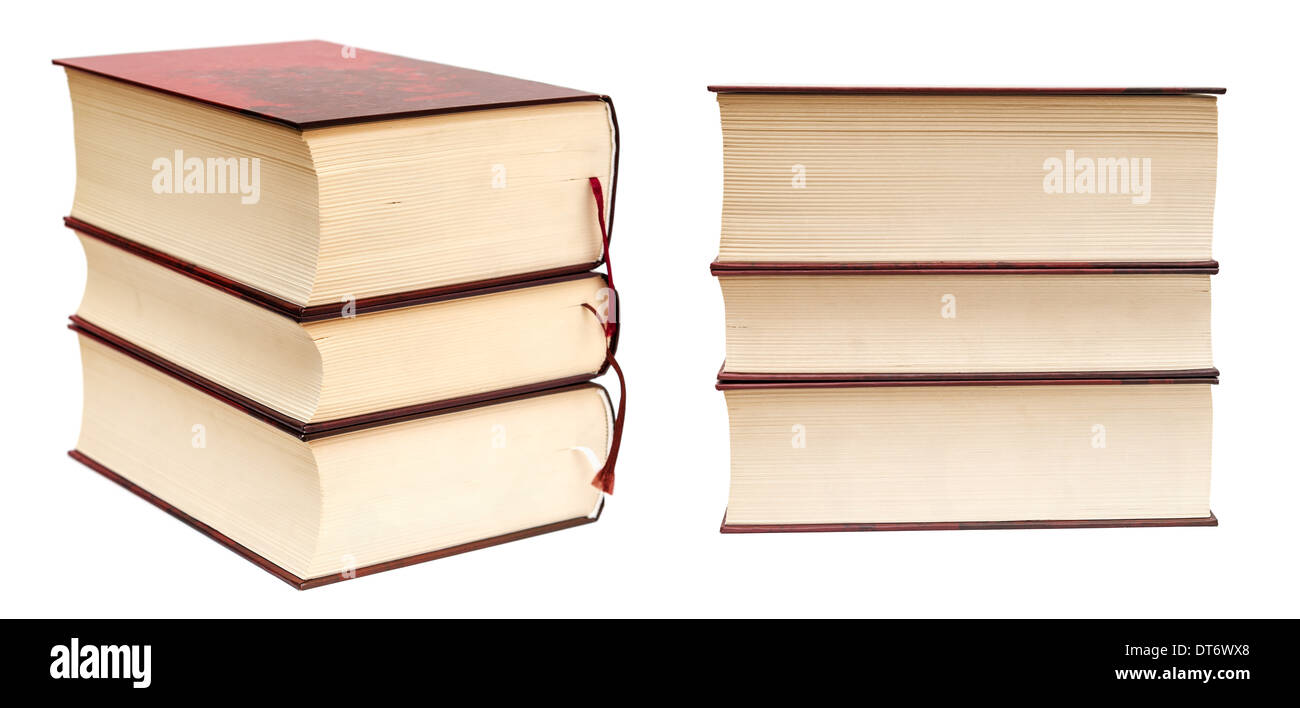 Stack of thick books isolated on white background Stock Photo - Alamy