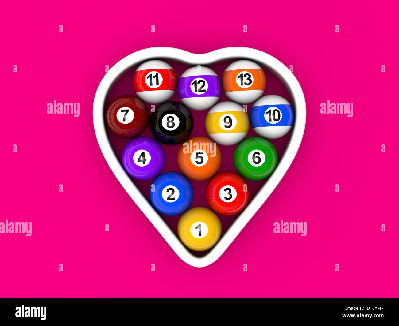 heart shaped billiard game Stock Photo - Alamy