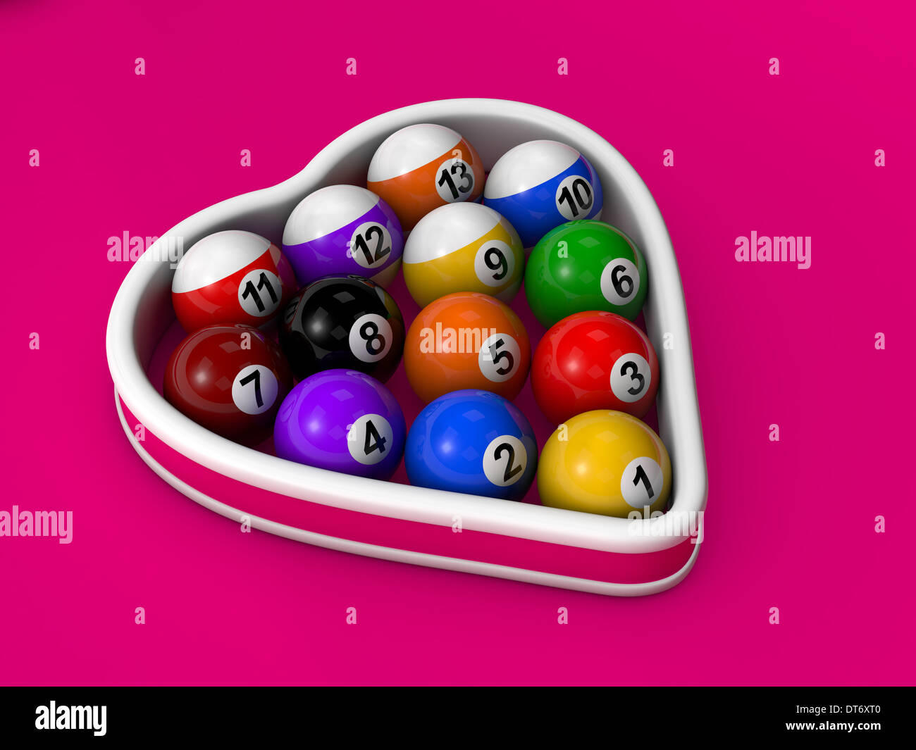 heart shaped billiard game Stock Photo - Alamy