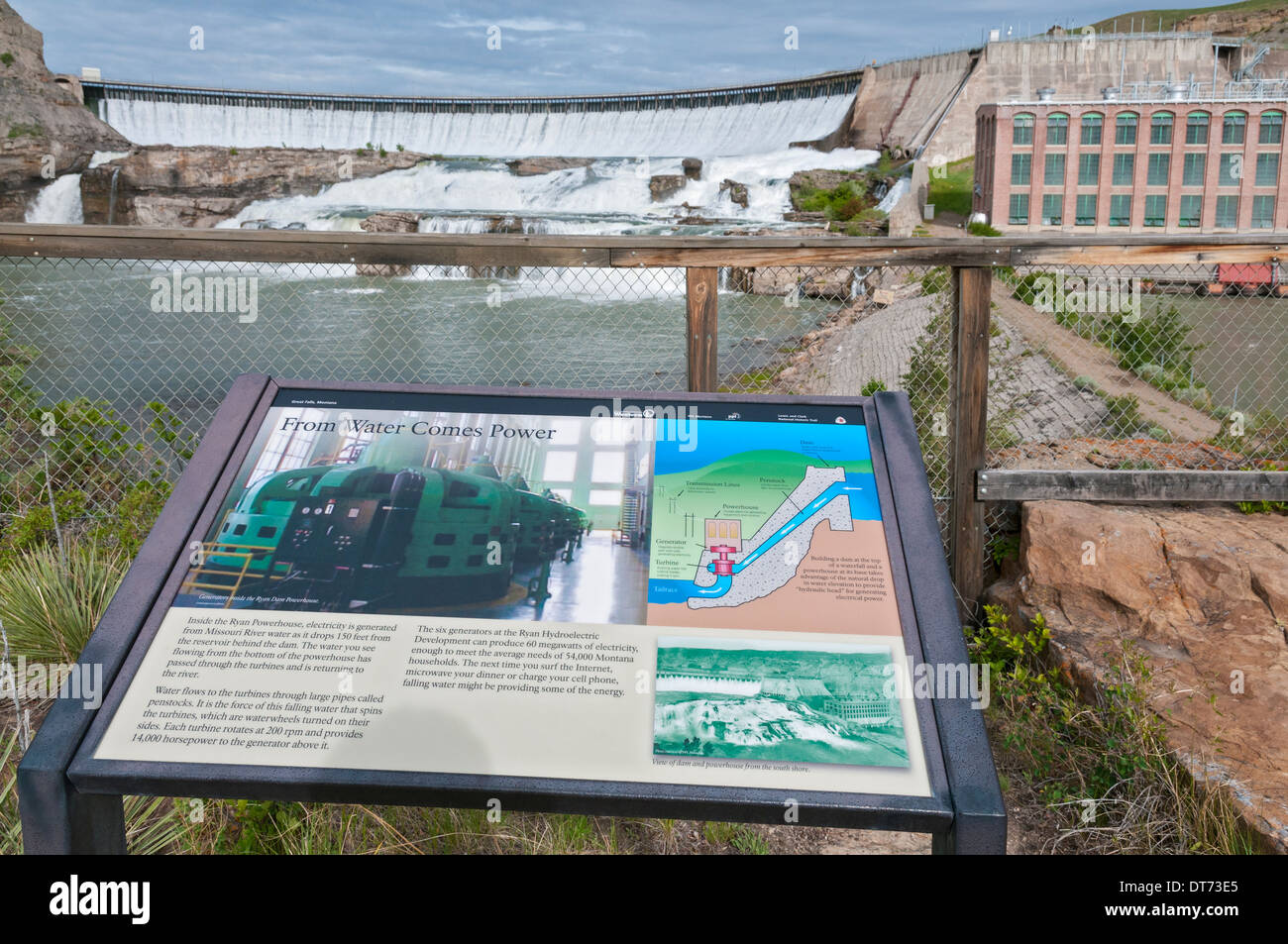 Montana, Great Falls, Ryan Dam, hydroelectric dam on the Missouri River ...