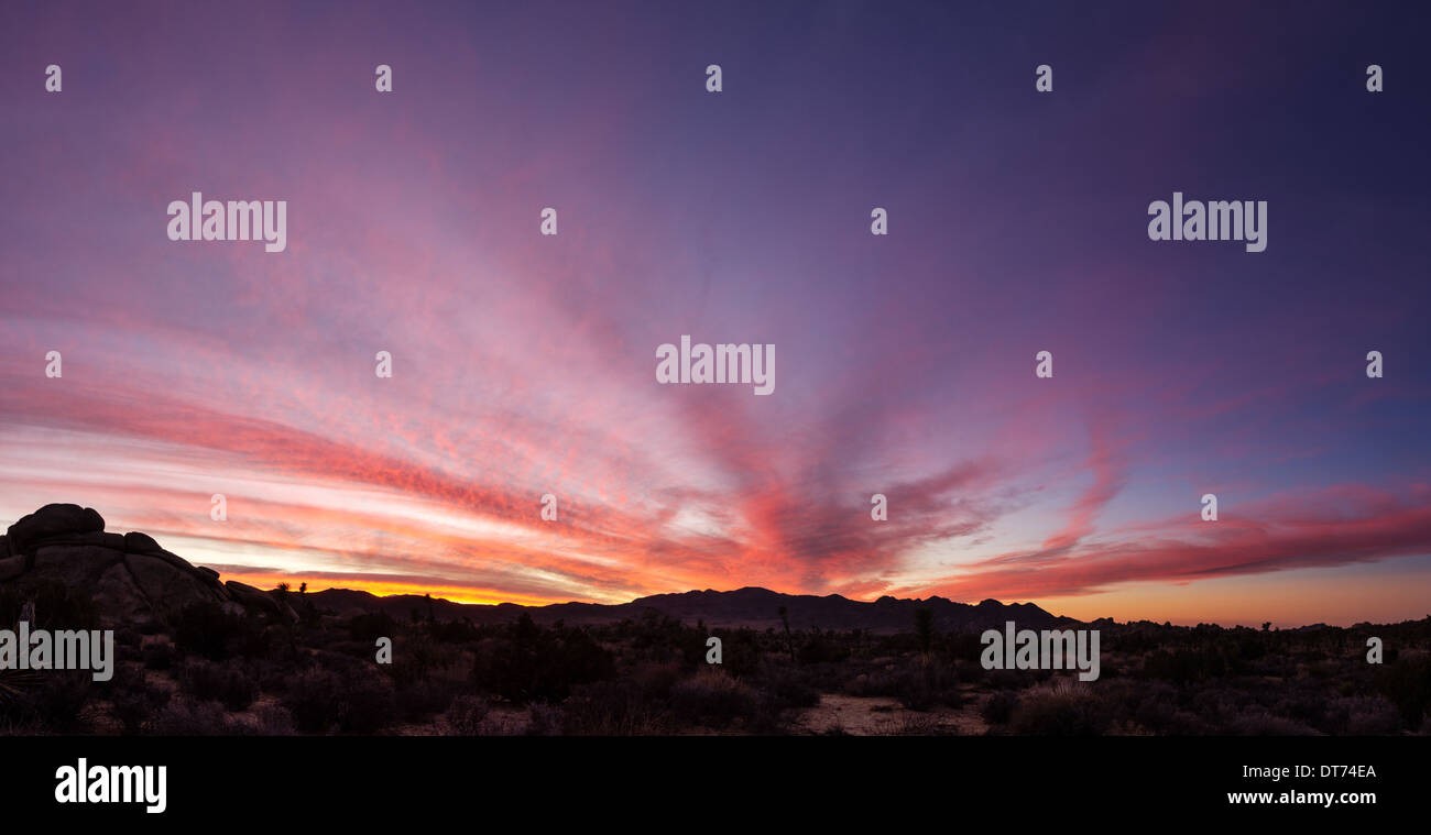 Joshua Tree National Park sunset panorama from near Hall of Horrors ...