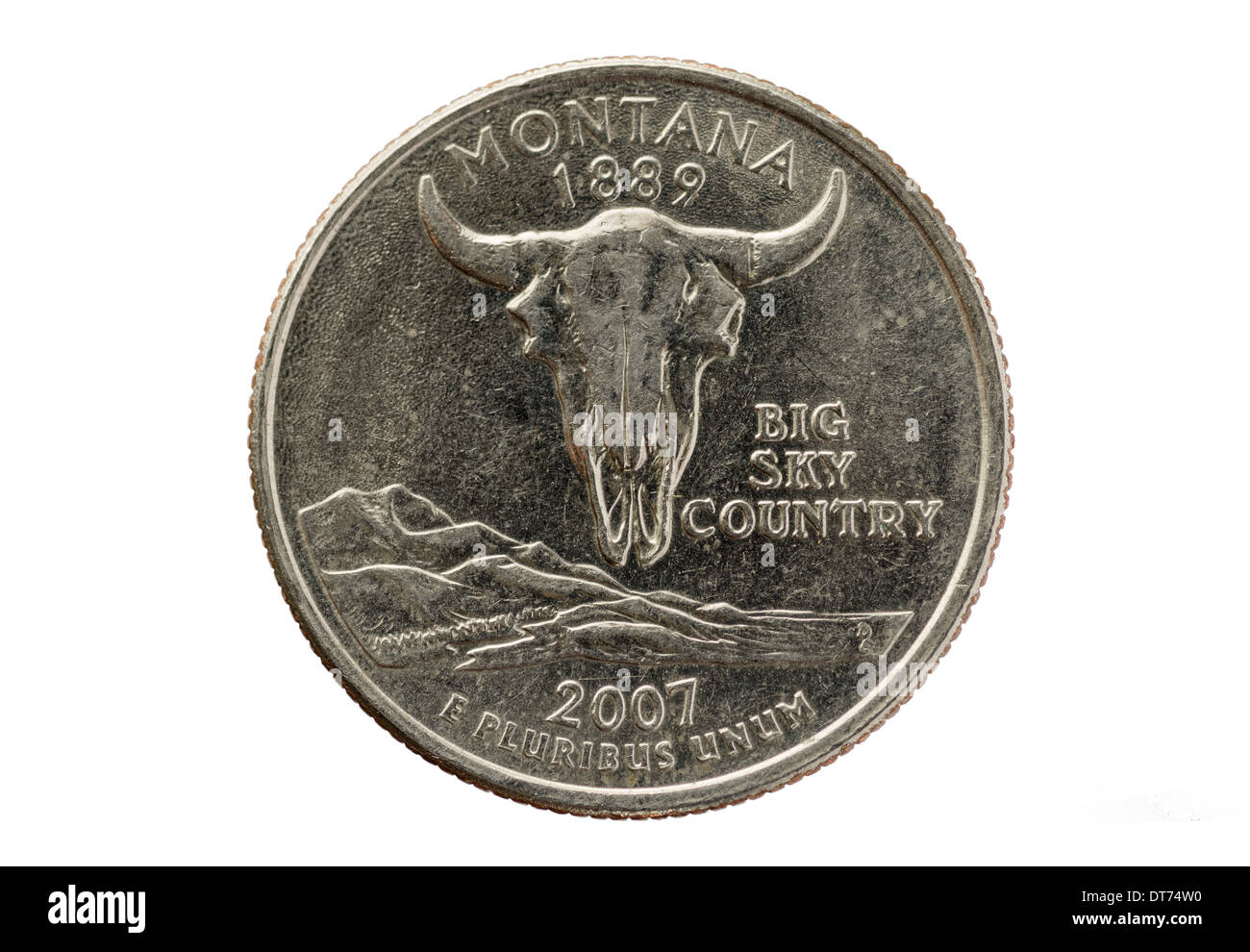 Montana state quarter coin isolated on white background Stock Photo - Alamy