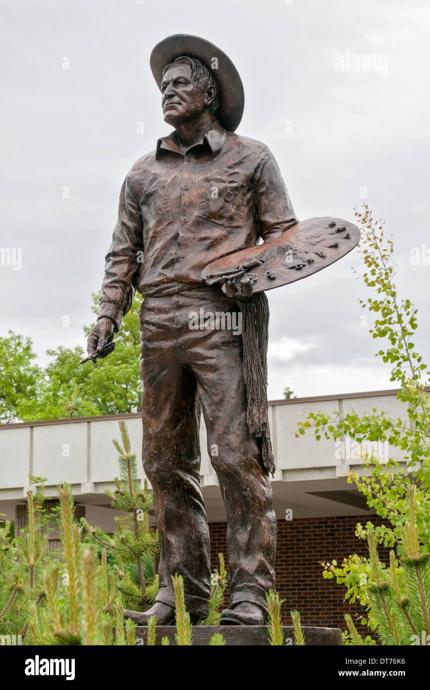 Montana, Great Falls, C.M. Russell Museum, bronze sculpture of C. M ...