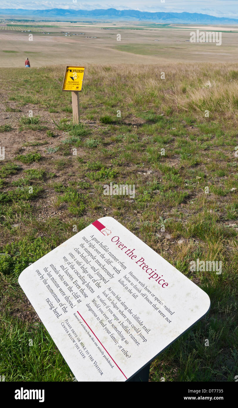Montana, Ulm, First Peoples Buffalo Jump State Park, female visitor ...