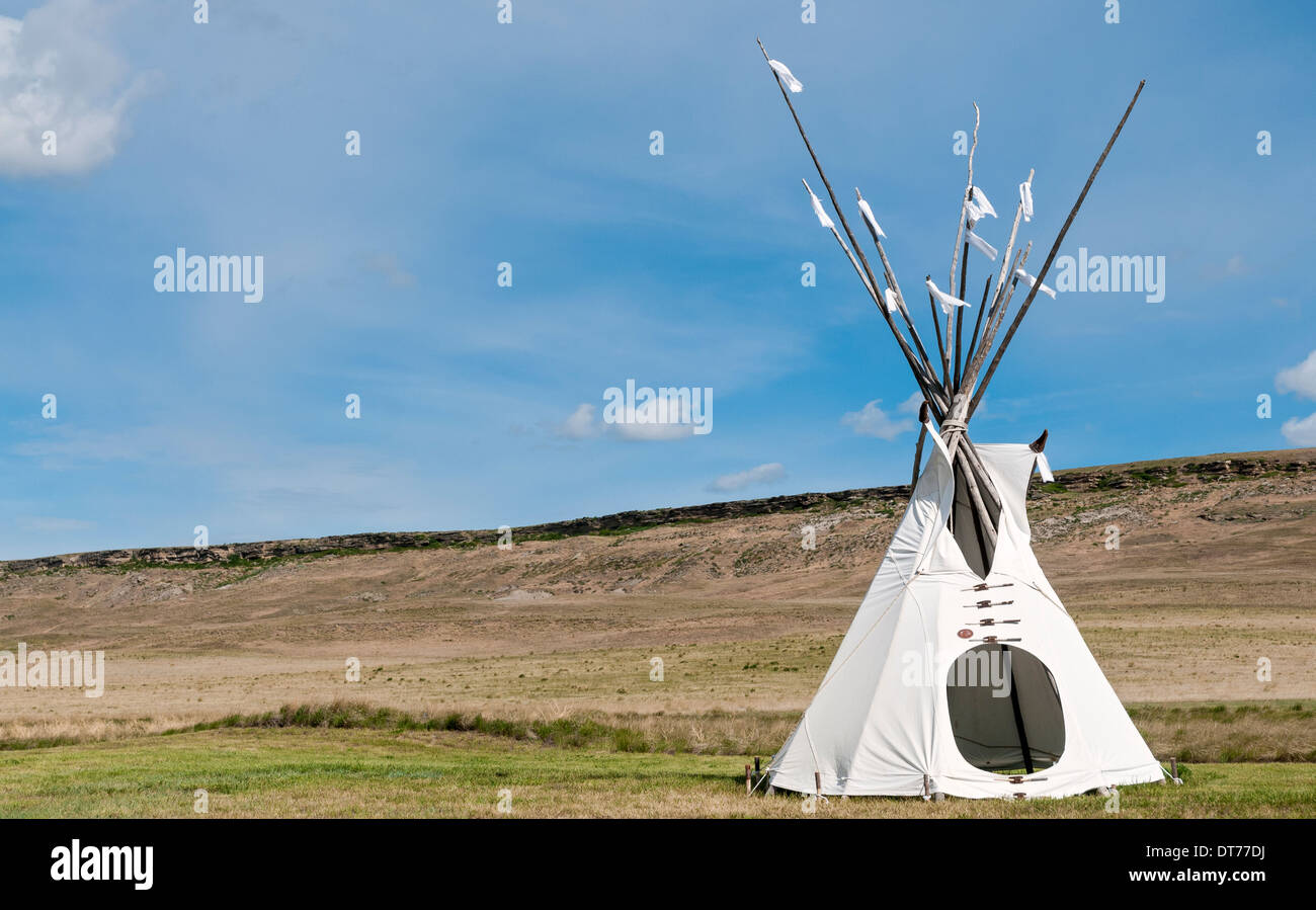 Montana, Ulm, First Peoples Buffalo Jump State Park, tepee (alt.sp ...