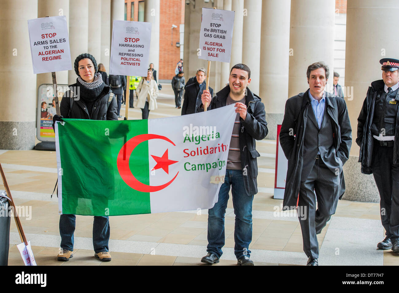 London, UK. 11th February 2014. Human rights protestors from the ...