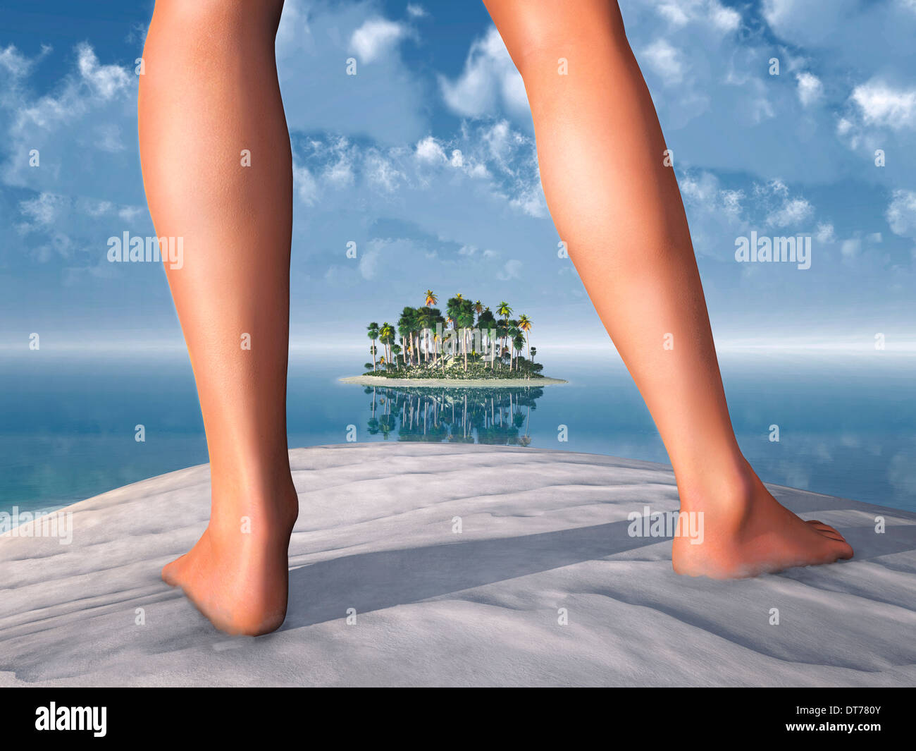 Sun and beach landscape in 3d Stock Photo - Alamy