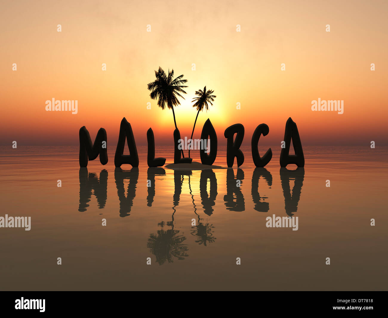 majorca letters and sunset illustration Stock Photo - Alamy