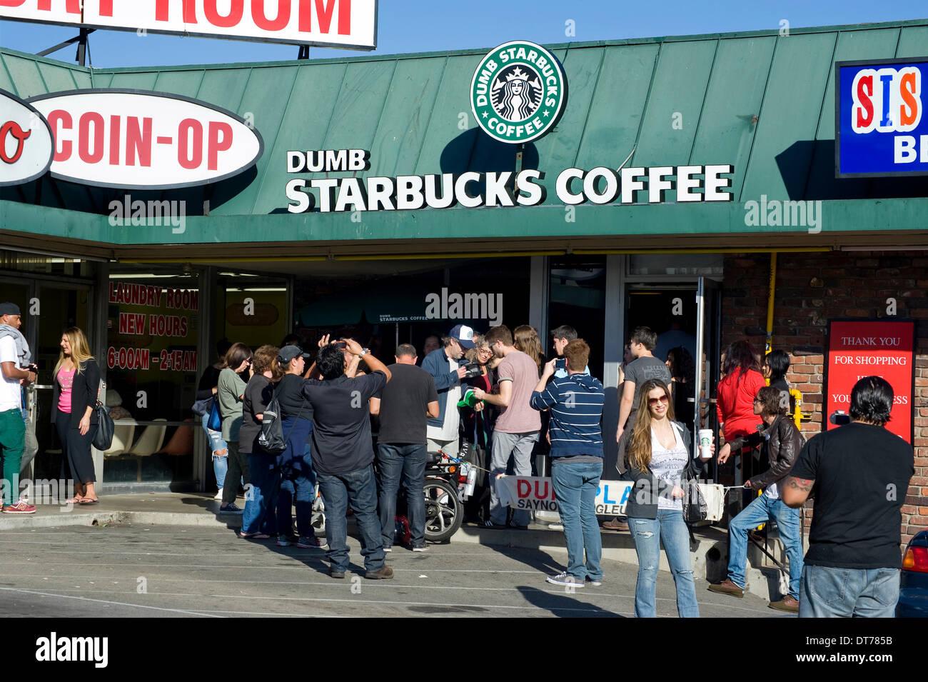 Los Angeles, California, USA. 10th February 2014. Dumb Starbucks in Los ...