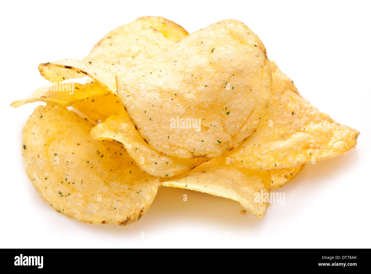 Potato chips on a white background Stock Photo - Alamy