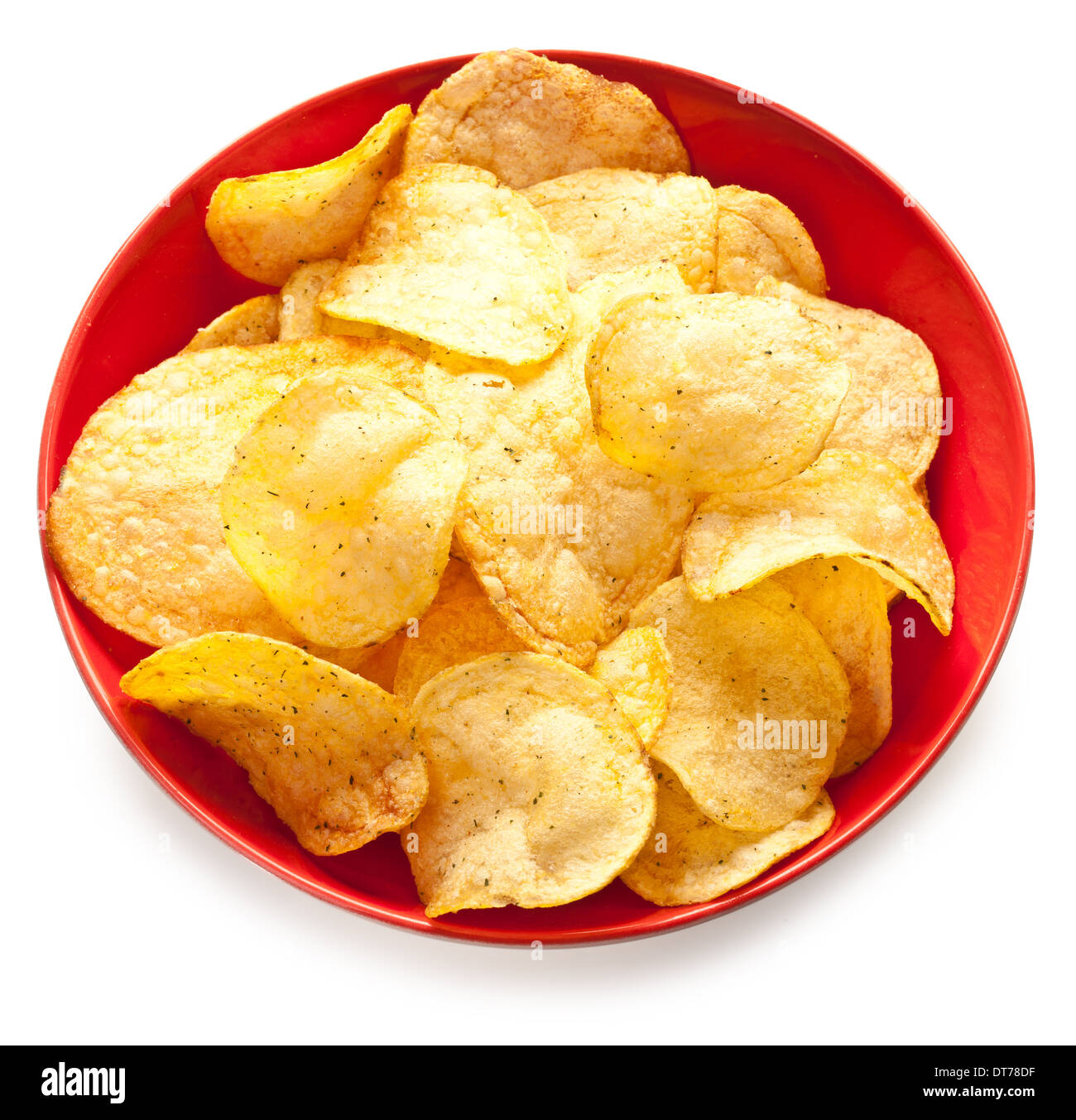 Potato chips in a plate on a white background Stock Photo - Alamy