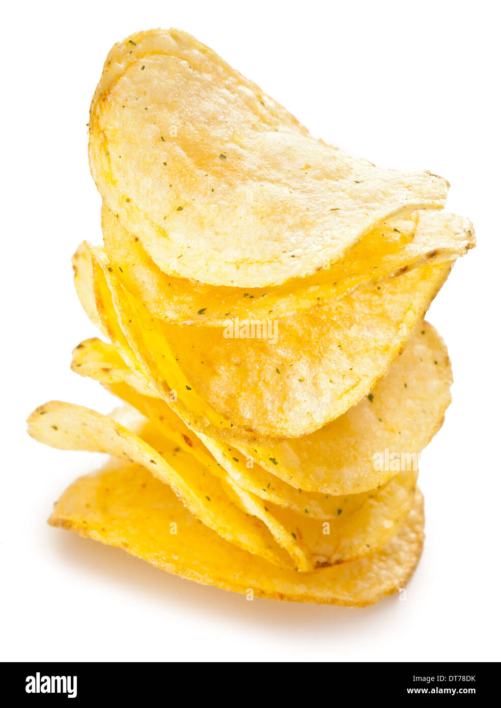 Potato chips on a white background Stock Photo - Alamy