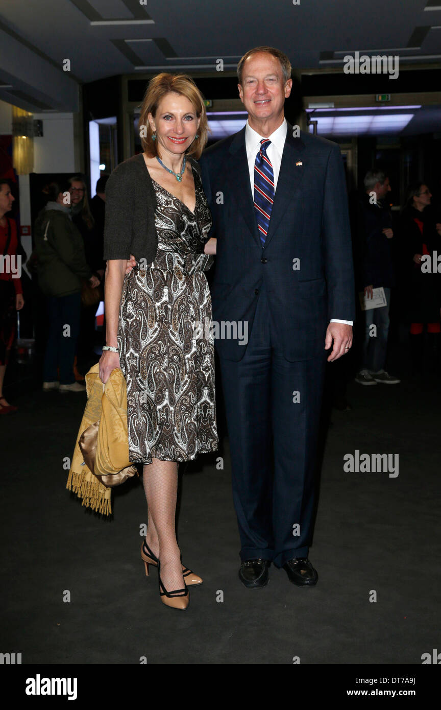 Berlin, Germany. 10th Feb, 2014. John B. Emerson and wife Kimberly ...