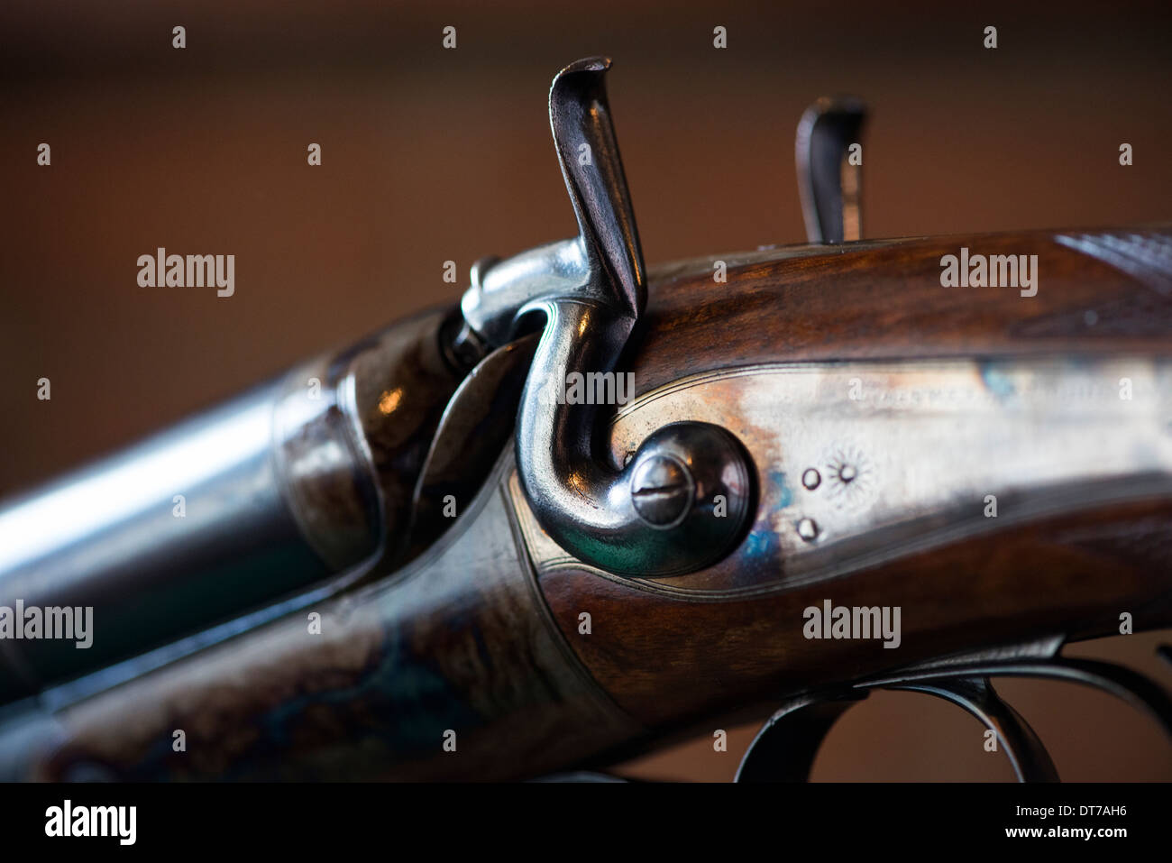 Cogswell & Harrison rifle close up image of the uncocked hammer and ...