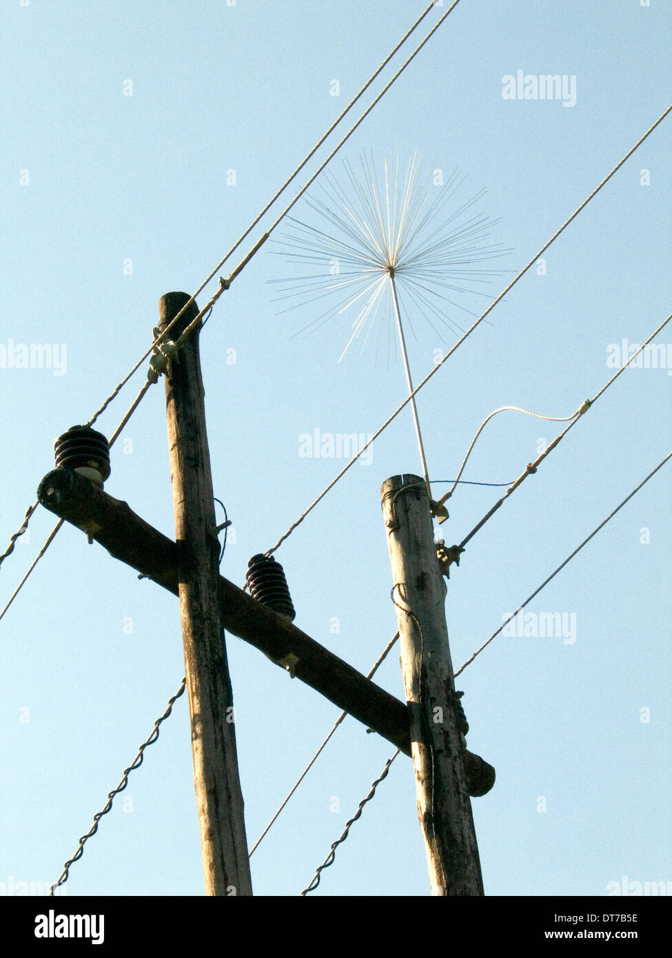 lightning conductor rural power lines child mother people cars Stock ...