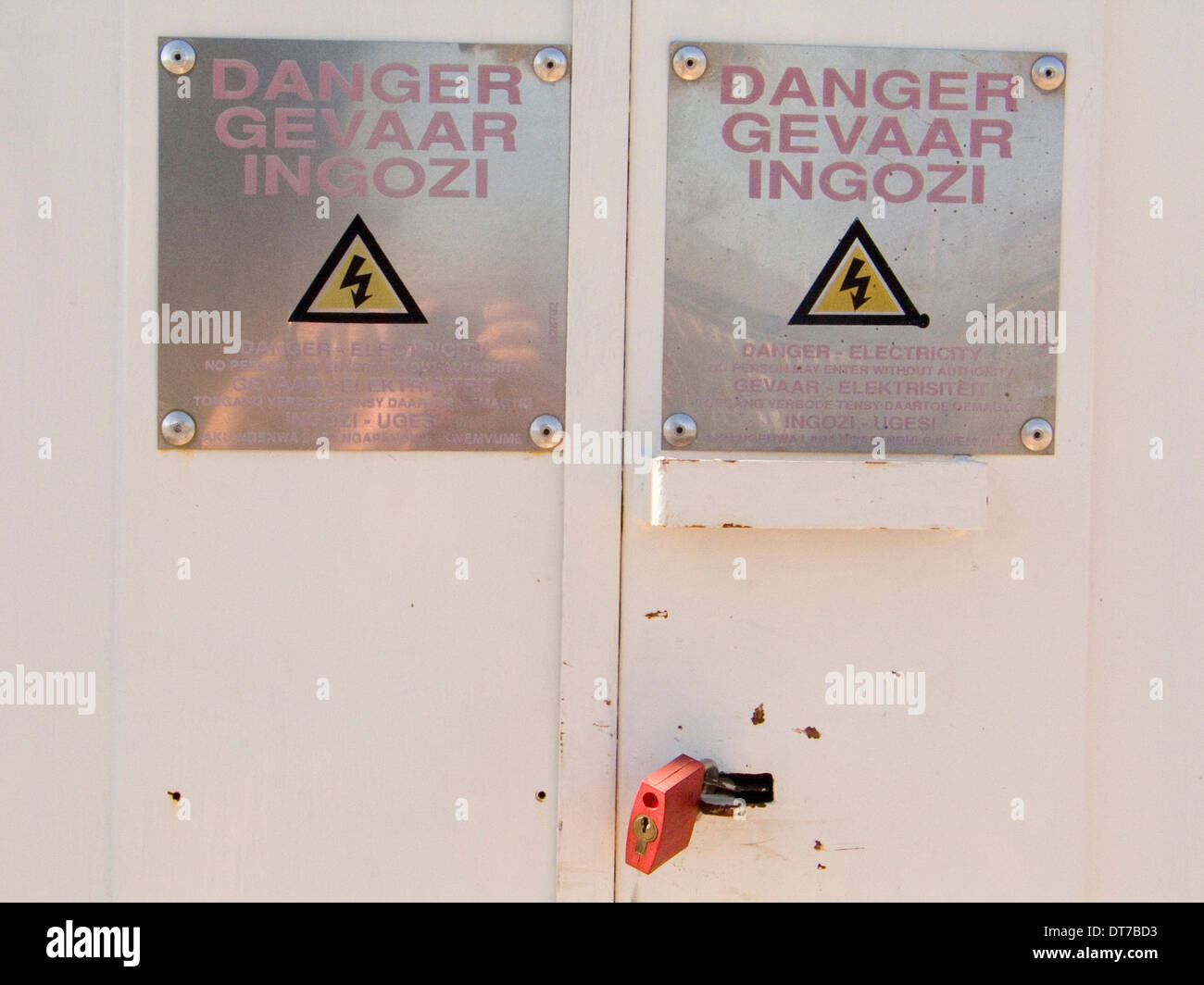 symbolic safety signs warning of electric shock hazard Stock Photo - Alamy