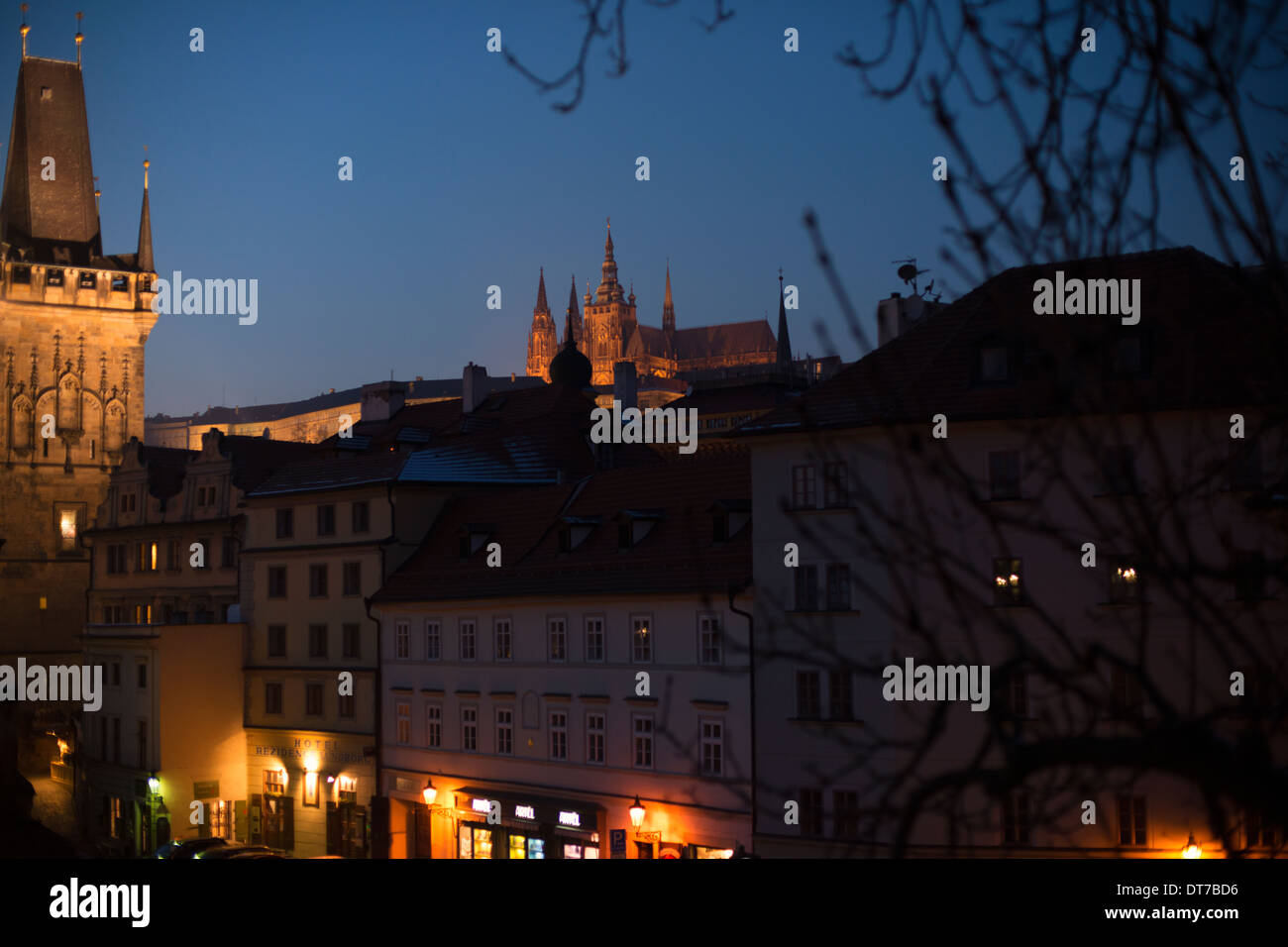 prague castle view from carls bridge Stock Photo - Alamy