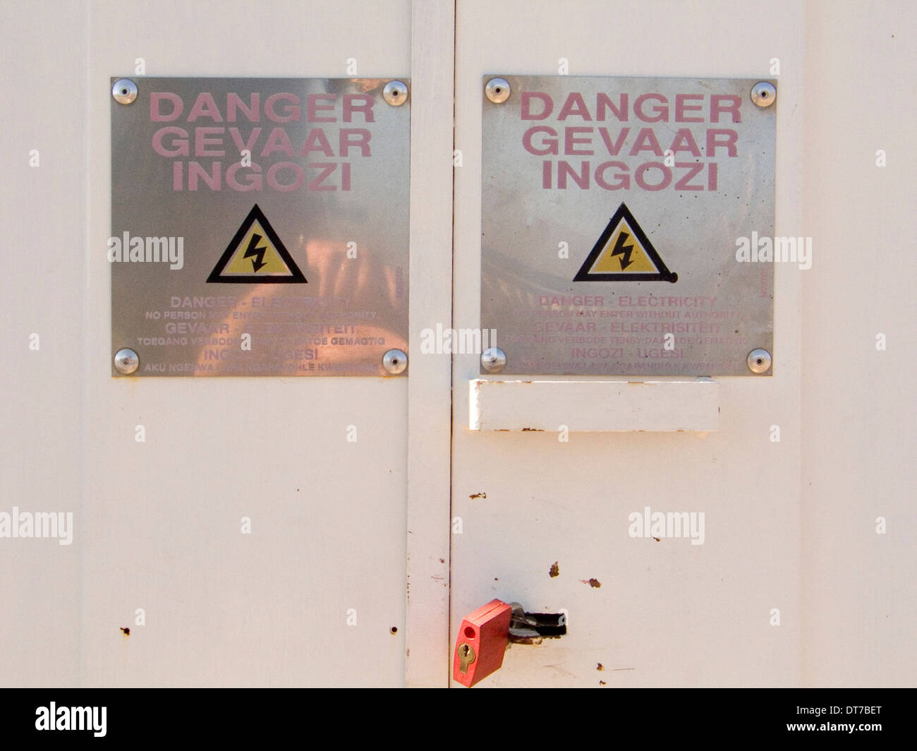 symbolic safety signs warning of electric shock hazard Stock Photo - Alamy