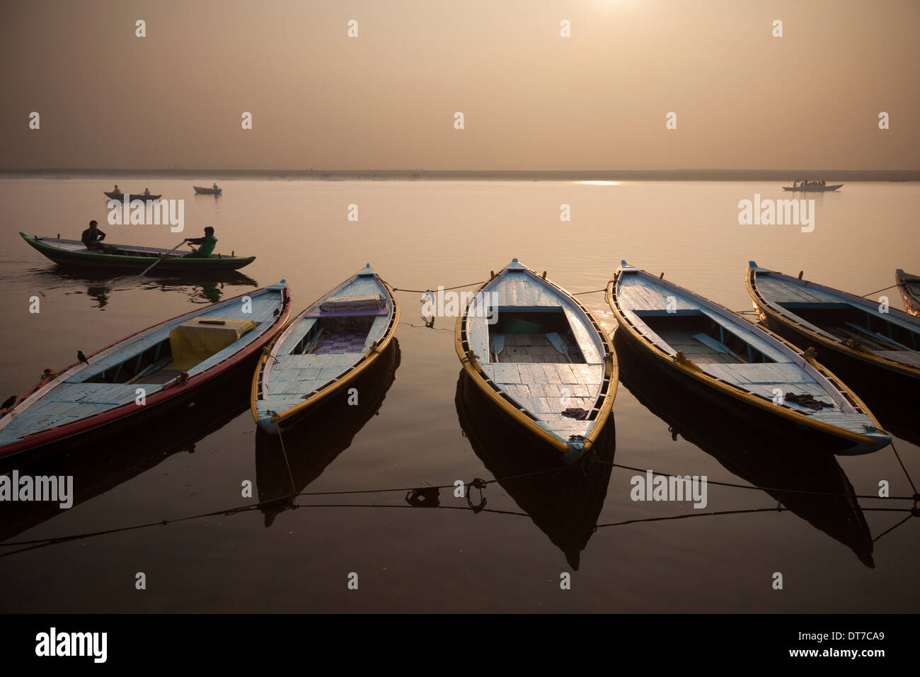 The sacred Ganges River at dawn in Varanasi India Varanasi India Stock ...