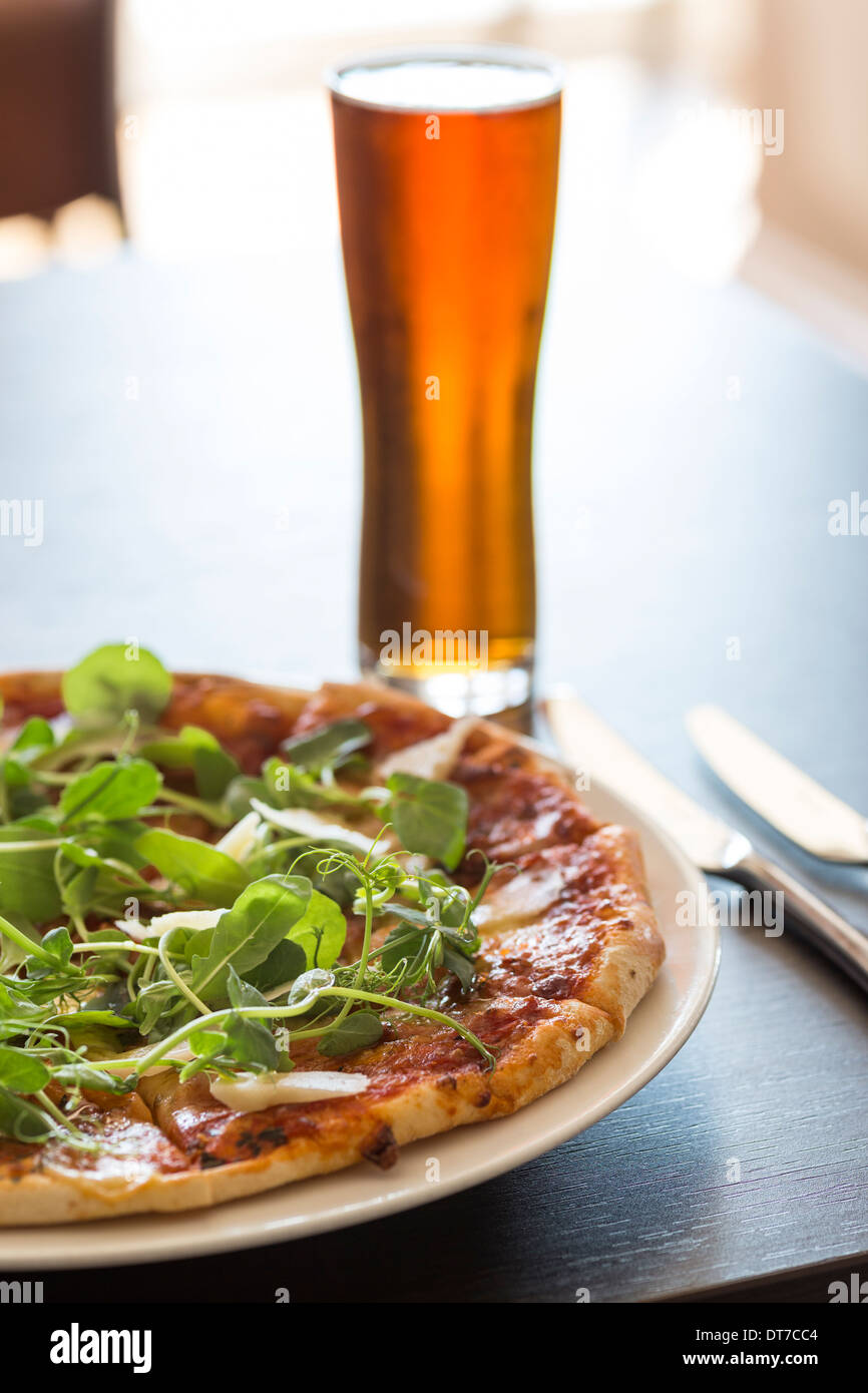 Pizza and beer Stock Photo - Alamy