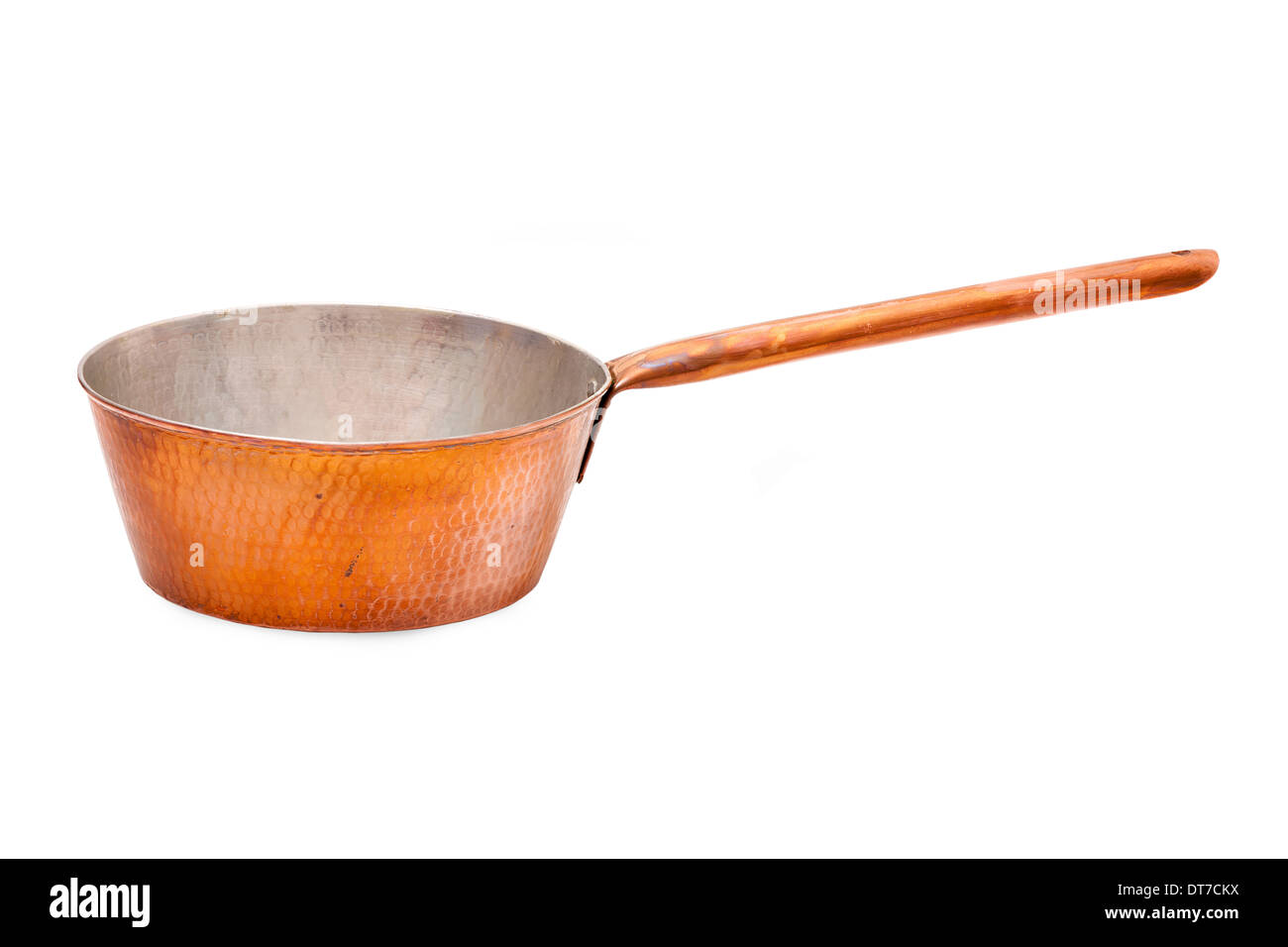 Copper pan isolated in a white background Stock Photo - Alamy