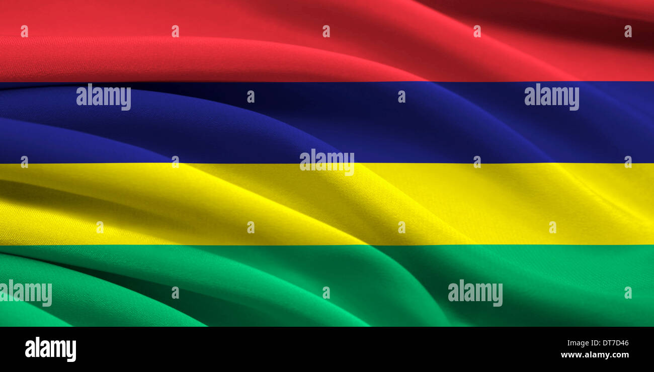 Flag of Mauritius waving in the wind Stock Photo - Alamy