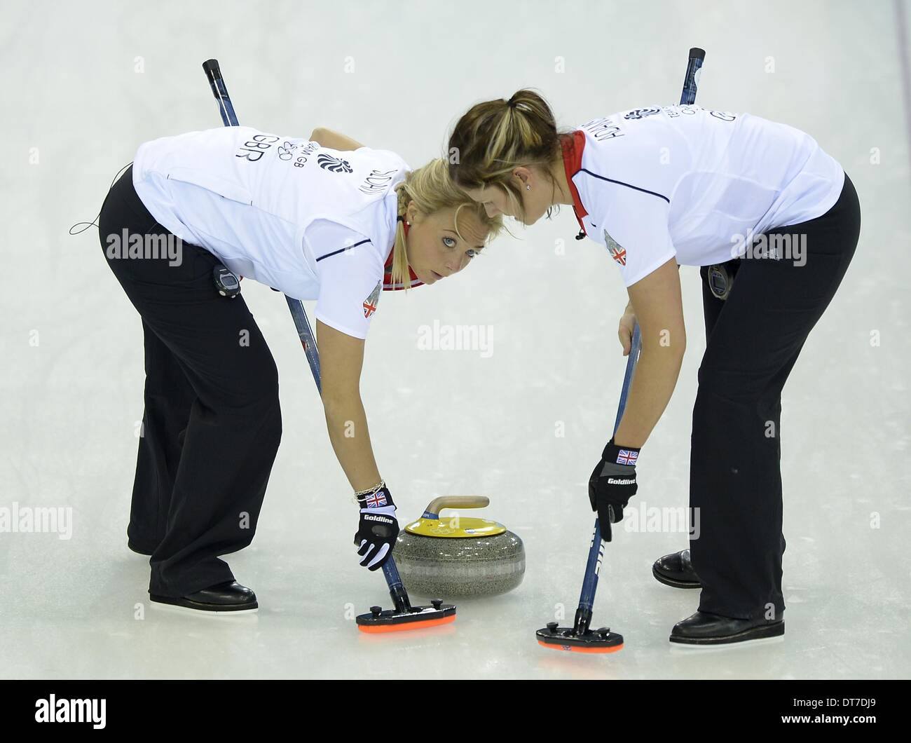 Sochi, Russia. 10th February 2014.Anna Sloan (GBR, vice skip) and Vicki ...