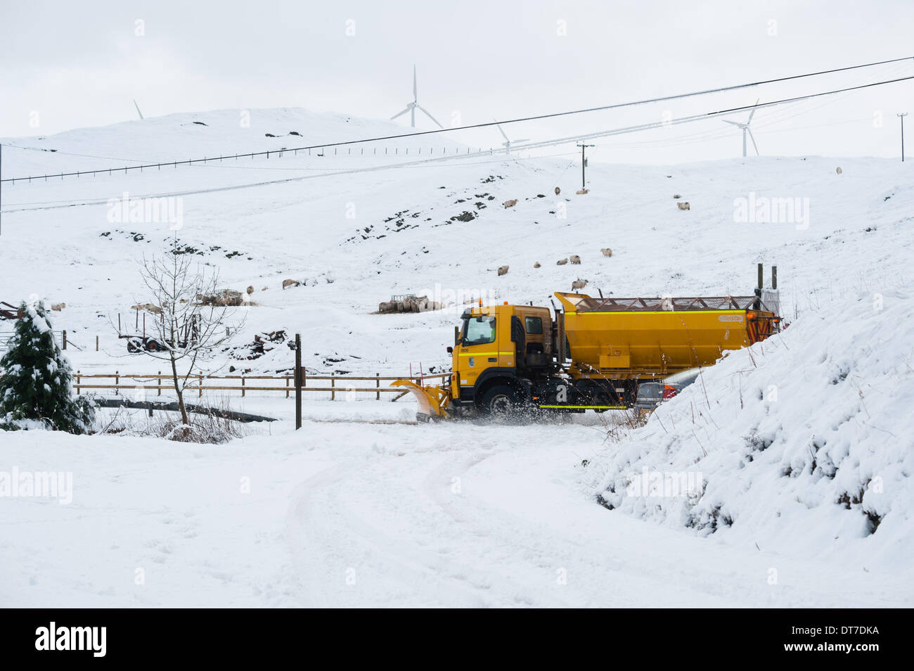 A44 road at Ponterwyd, Ceredigion, Mid Wales UK. 11 Feb 2014 Heavy ...
