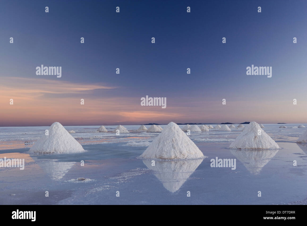 The salt pans of Salar de Uyuni mineral deposits White salt granules ...